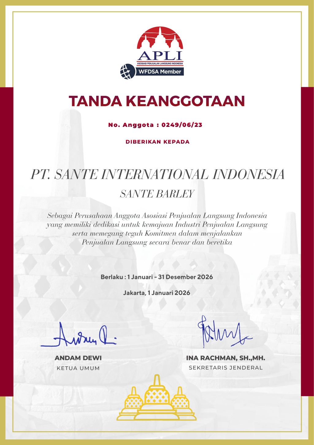 PT.SANTE INTERNATIONAL INT.INDONESIA :: APLI | Asosiasi Penjualan ...
